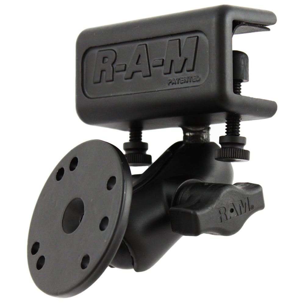 RAM Mount Glare Shield Clamp Mount wShort Double Socket Arm Round Base ...
